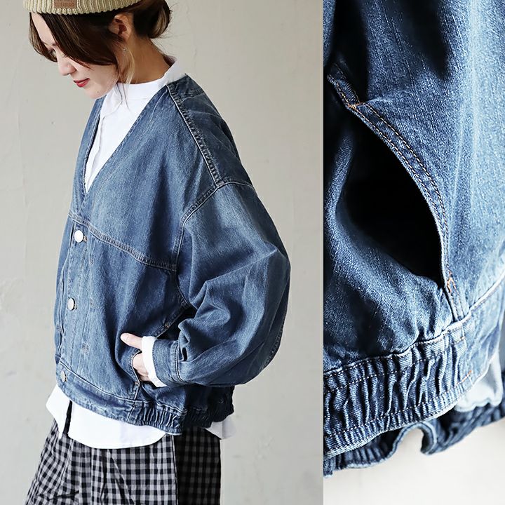 Antgauge Gジャン カーディガン 長袖 デニム レディース Vネック 綿100％ コットン ノンストレッチ 体型カバー ゆったり カジュアル アントゲージ | PATY