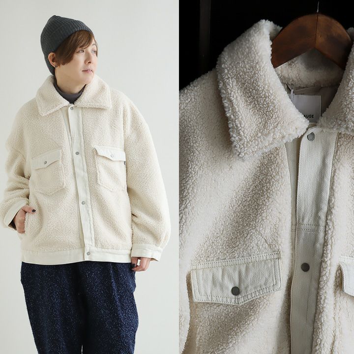 Antgauge アントゲージ ボアジャケット Gジャン アウター レディース 異素材切り替え デニム ボア 中綿 キルティング 暖かい 防寒 ポケット お洒落 カジュアル PATY | PATY