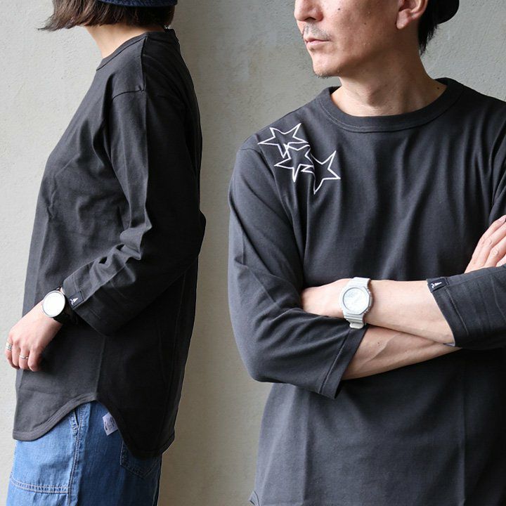 【アウトレット】【B品(キズ)】 tシャツ ティーシャツ Tee カットソー 七分袖 7分袖 メンズ レディース ラグラン 星 バックプリント ...